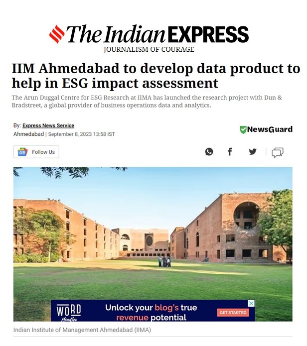 IIM Ahmedabad to develop data product to help in ESG impact assessment ...